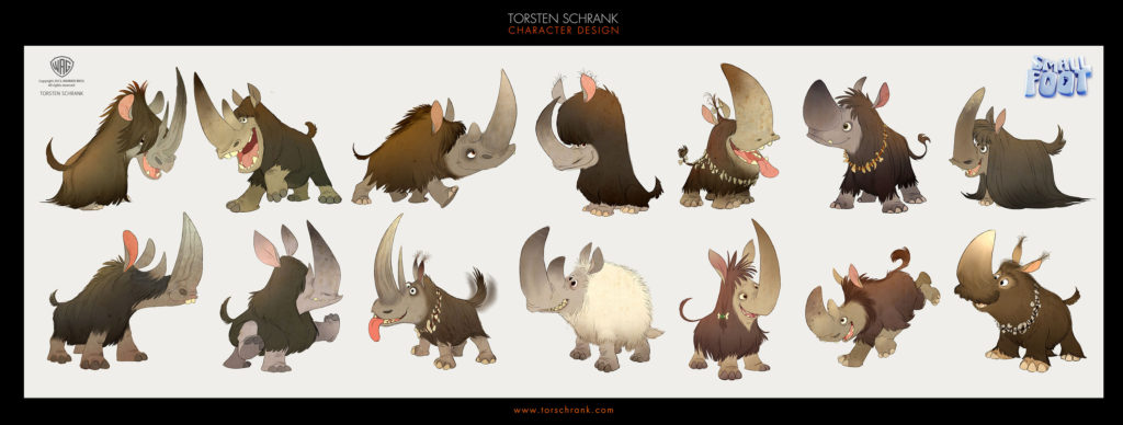 Character Designs do filme Small Foot, com artes de Torsten Schrank ...