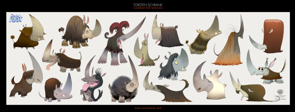 Character Designs do filme Small Foot, com artes de Torsten Schrank ...