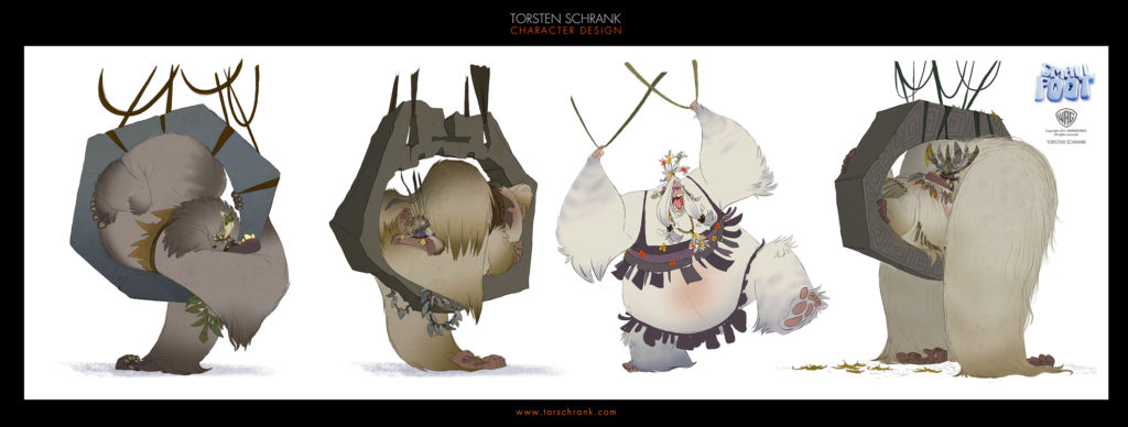 Character Designs do filme Small Foot, com artes de Torsten Schrank ...